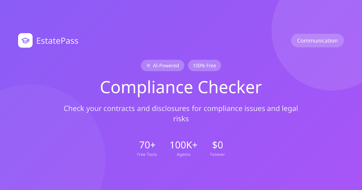 Free Real Estate Compliance Checker 2026 | EstatePass